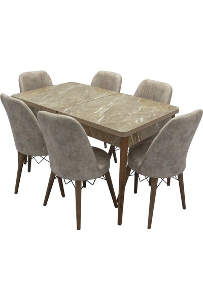 Creative Ev Creatıve Gold Açılır Masa Sandalye Takımı Kahverengi - Vizon