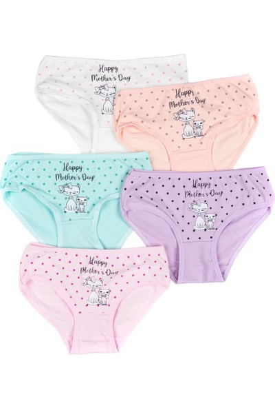 Nicoletta Renkli Kız Çocuk Külot 5 Li Paket Pamuklu Likralı