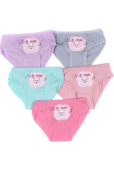 Nicoletta Renkli Kız Çocuk Külot 5 Li Paket Pamuklu Likralı