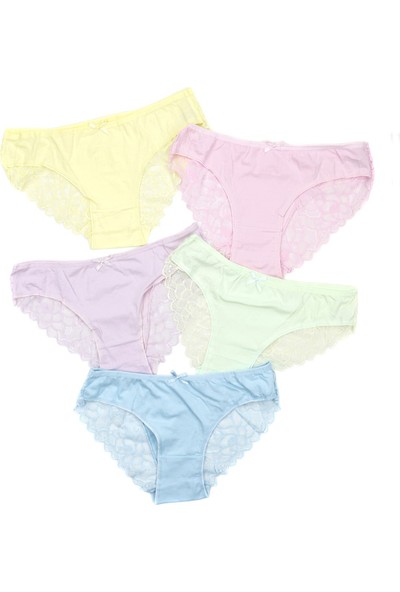 Nicoletta Mavi Kadın Külot Büyük Beden 5'li Paket Arka Dantelli Nicoletta Mavi Kadın Külot Büyük Beden 5'li Paket Arka Dantelli