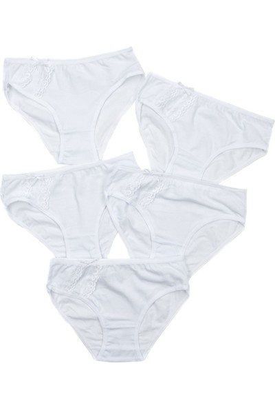 Nicoletta Beyaz Kız Çocuk Külot 5'li Paket Beyaz