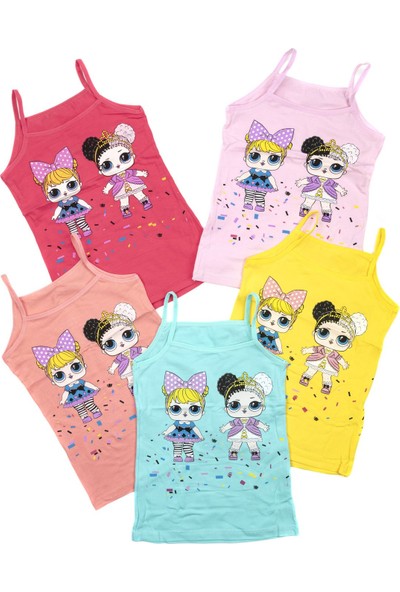 Nicoletta Mıxcolor Kız Çocuk Atlet Ip Askılı Baskılı 5 Li Paket Likralı