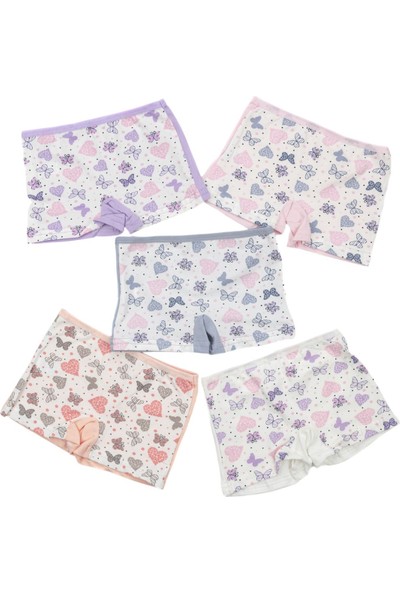 Nicoletta Renkli Kız Çocuk Boxer 5 Li Paket Pamuklu Likralı Baskılı Nicoletta Renkli Kız Çocuk Boxer 5 Li Paket Pamuklu Likralı Baskılı