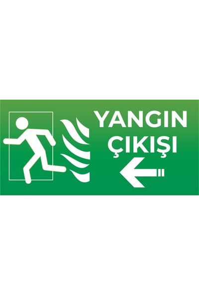 DunayReklam Dunay Reklam 'yangın Çıkışı'' Sol Uyarı Levhası Pvc