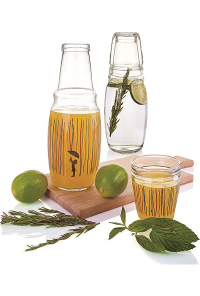 Sarina Cam Desenli Baş Ucu Sürahisi 1000 ml