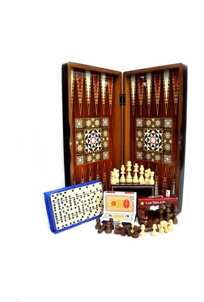 Megame 40*40 Orta Boy Ahşap Tavla Dama Satranç Domino ve Oyun Seti, Ahşap Tavla, Ahşap Satranç Seti Megame 40*40 Orta Boy Ahşap Tavla Dama Satranç Domino ve Oyun Seti, Ahşap Tavla, Ahşap Satranç Seti