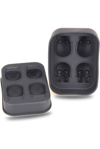 Halloween 3D Kafatası Kafa Buz Küpü Kalıbı Siyah (Yurt Dışından)