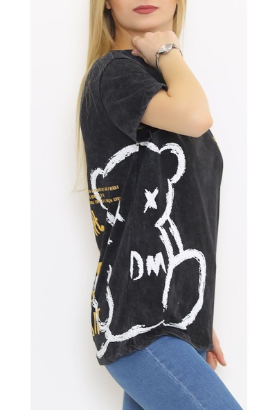 Ön Arka Baskılı Tişört Füme - 4533.196.