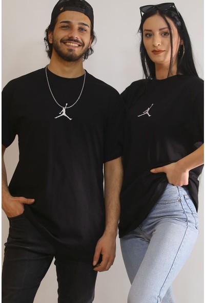 Nakış Baskılı Tişört Siyah