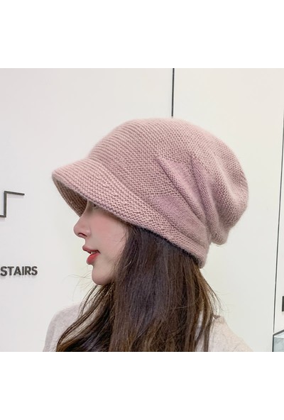 Gemdeck Kadın Kış Baggy Hımbıl Şapka Sıcak Örgü Kısa Kenarlı Şapka (Yurt Dışından)