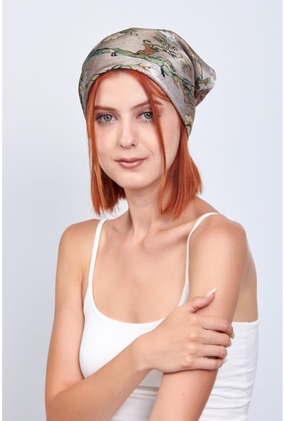 %100 Ipek Bej Fular Van Gogh Almond Blossoms 55 cm %100 Ipek Bej Fular Van Gogh Almond Blossoms 55 cm