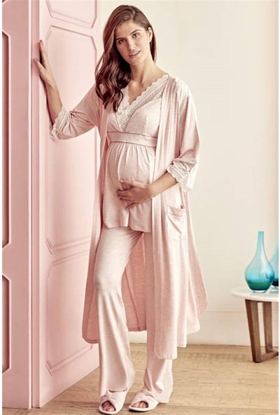 Dantel Detaylı Hamile-Lohusa Pijama Sabahlık Takım 9603 Dantel Detaylı Hamile-Lohusa Pijama Sabahlık Takım 9603