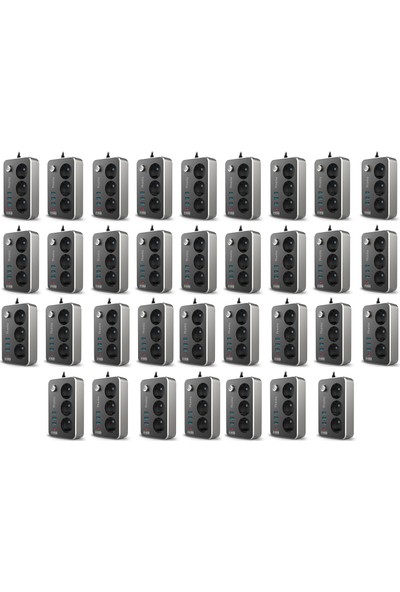 Termal Akım Korumalı Uzatma Kablosu 3'lü Priz 3 Usb'li 34 Adet 3396/3411 Termal Akım Korumalı Uzatma Kablosu 3'lü Priz 3 Usb'li 34 Adet 3396/3411