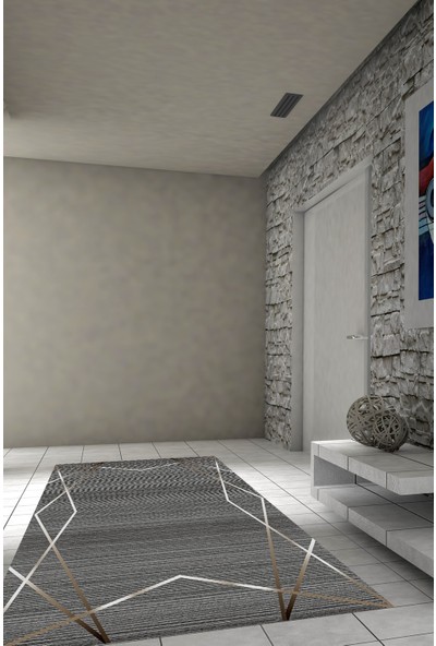 İstanbul Home Evbahar Dijital Baskı Kaymaz Taban (Dot Keçe) Halı