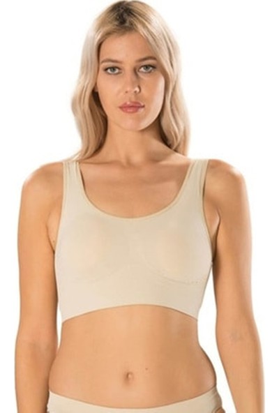 Q-En Ten Rengi % 95 Bambu Kalın Askılı Pedli Spor Sütyen - Büstiyer