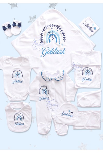 Minilola Mavi Lacivert Gökkuşağı Desenli Desenli İsimli Yakalı 10 Lu Set Minilola Mavi Lacivert Gökkuşağı Desenli Desenli İsimli Yakalı 10 Lu Set