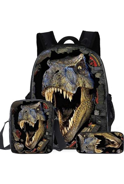 Vshop 16 Inç Çocuk Dinozor Baskılı Üç Parça Sırt Çantası Seti - Siyah (Yurt Dışından) Vshop 16 Inç Çocuk Dinozor Baskılı Üç Parça Sırt Çantası Seti - Siyah (Yurt Dışından)