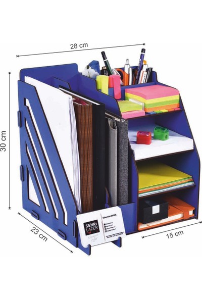 Çetin Shop Evrak Rafı Ahşap Organizer Masa Üstü Düzenleyici Mavi Çetin Shop Evrak Rafı Ahşap Organizer Masa Üstü Düzenleyici Mavi