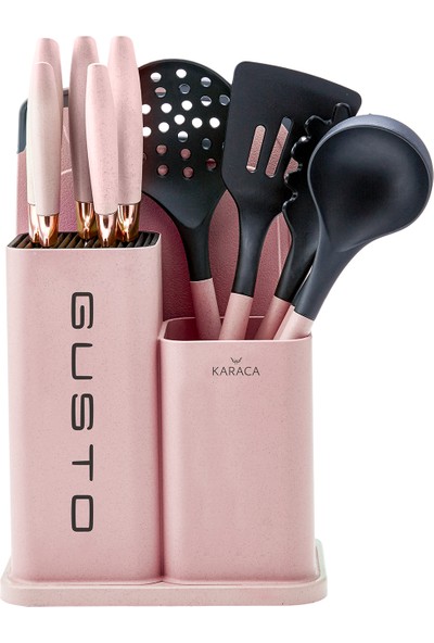 Karaca Gusto Pembe 12 Parça Bıçak/kesme Tahtası Seti Karaca Gusto Pembe 12 Parça Bıçak/kesme Tahtası Seti