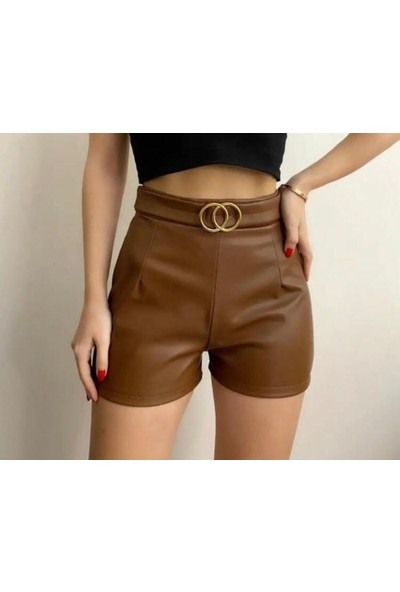 Nocna Fashion Gold Kemer Detaylı Içi Şardonlu Fermuar Kapamalı Deri Şort Nocna Fashion Gold Kemer Detaylı Içi Şardonlu Fermuar Kapamalı Deri Şort