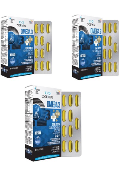 Zade Vital Omega 3 Balık Yağı Premium 30 Kapsül 3 Lü Avantaj Paket Zade Vital Omega 3 Balık Yağı Premium 30 Kapsül 3 Lü Avantaj Paket