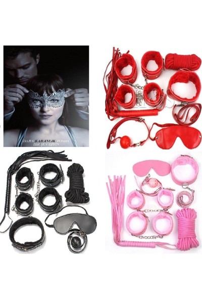 Günkar Grinin 50 Tonu Fantazi Kelepçe Kırbaç Seti