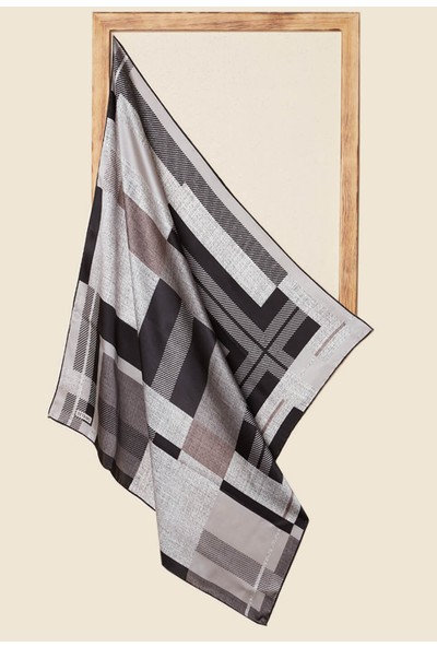 SETRMS Gri Geometrik Desenli Eşarp 221909402