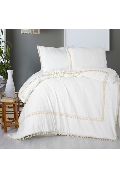 Vivamaison Ponpon Full Organik Beyaz Pamuk Çift Kişilik Nevresim Yastık Seti Vivamaison Ponpon Full Organik Beyaz Pamuk Çift Kişilik Nevresim Yastık Seti