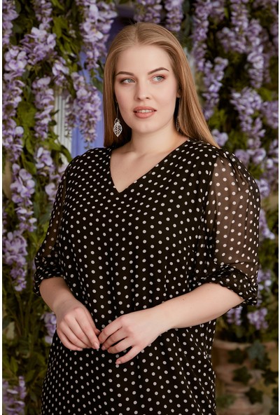 Rmg Puantiyeli Büyük Beden Elbise