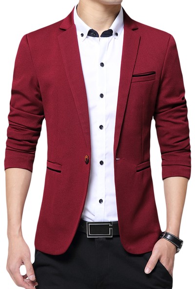 HomeMiyn Erkek Takım Elbise Tek Düğme Slim Fit Günlük Blazer (Yurt Dışından)