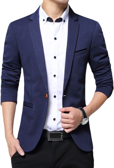 HomeMiyn Erkek Takım Elbise Tek Düğme Slim Fit Günlük Blazer (Yurt Dışından)