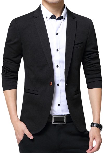 HomeMiyn Erkek Takım Elbise Tek Düğme Slim Fit Günlük Blazer (Yurt Dışından)