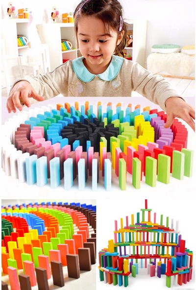 Bey Pa 100 Parça Renkli Ahşap Domino Taşı Seti Bey Pa 100 Parça Renkli Ahşap Domino Taşı Seti
