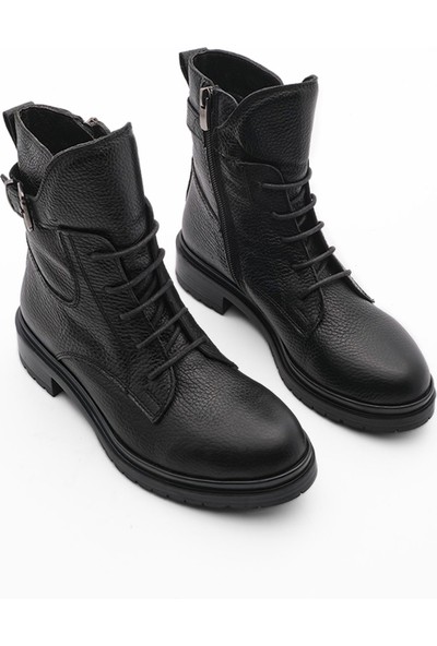 Marjin Kadın Hakiki Deri Postal Bot Tırtıklı Taban Avez