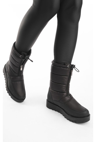 Marjin Kadın Kar Botu Kalın Taban İçi Kürklü Önden Fermuarlı Deviza