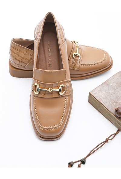 Marjin Kadın Loafer Makosen Ayakkabı Küt Burun Tokalı Races