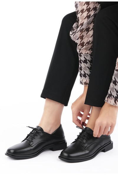 Marjin Kadın Oxford Ayakkabı Küt Burun Bağcıklı Maskülen Günlük Ayakkabı Rilen Marjin Kadın Oxford Ayakkabı Küt Burun Bağcıklı Maskülen Günlük Ayakkabı Rilen