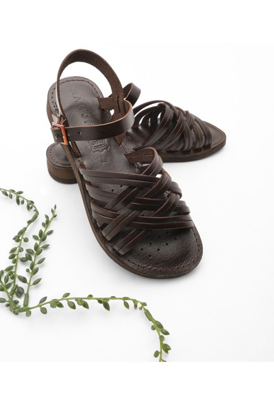 Marjin Kadın Hakiki Deri Sandalet Eva Taban Alen