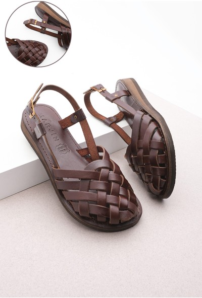 Marjin Kadın Hakiki Deri Sandalet Eva Taban Nifat