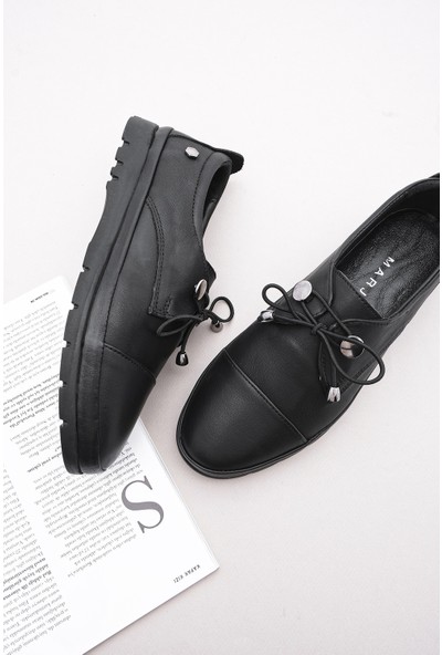 Marjin Kadın Hakiki Deri Comfort Günlük Ayakkabı Bağcıklı Demas