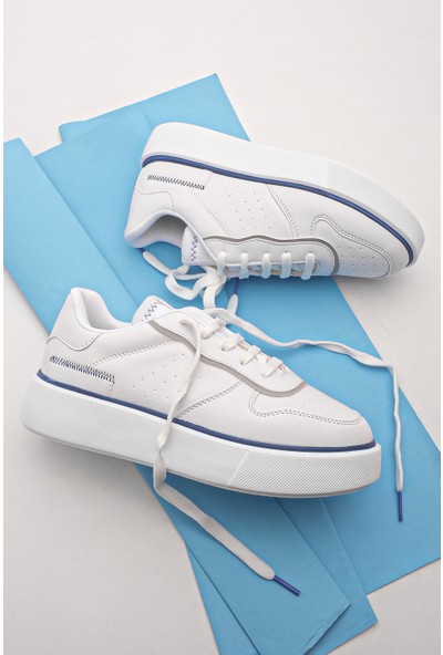 Marjin Kadın Sneaker Spor Ayakkabı Kalın Taban Bağcıklı Lekya