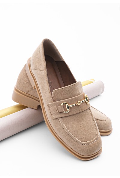 Marjin Kadın Loafer Küt Burun Tokalı Makosen Günlük Ayakkabı Vonke