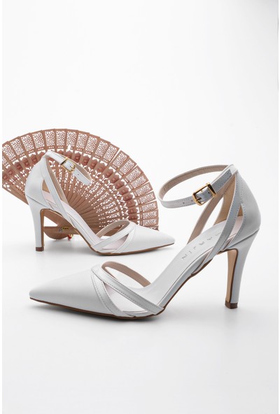 Marjin Kadın Stiletto Sivri Burun Bilekten Bantlı Topuklu Ayakkabı Eliz