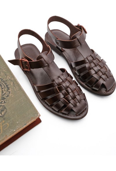 Marjin Kadın Hakiki Deri Sandalet Eva Taban Kesva