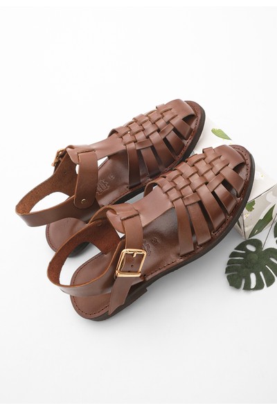 Marjin Kadın Hakiki Deri Sandalet Eva Taban Kesva