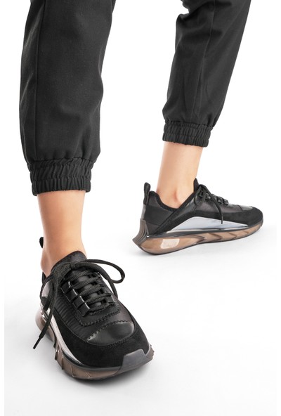 Marjin Kadın Sneaker Spor Ayakkabı Şeffaf Taban Bağcıklı Gunes