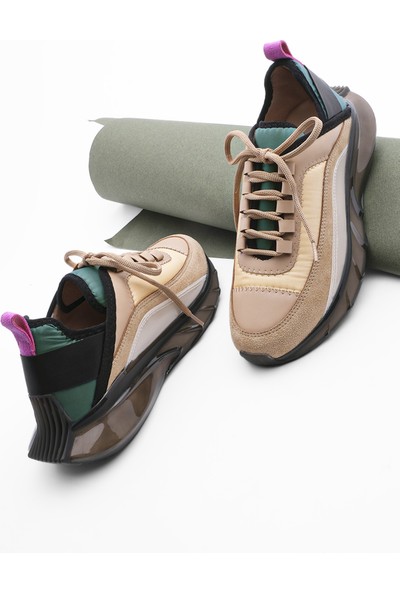 Marjin Kadın Sneaker Spor Ayakkabı Şeffaf Taban Bağcıklı Gunes