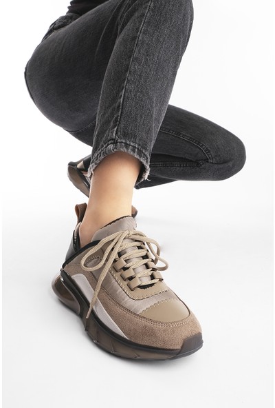 Marjin Kadın Sneaker Spor Ayakkabı Şeffaf Taban Bağcıklı Gunes