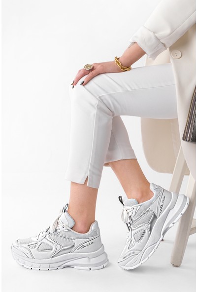 Marjin Kadın Sneaker Spor Ayakkabı Kalın Taban Bağcıklı Nevila