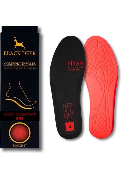 Black Deer Hyper Boost Technology X45 Soft Comfort Siyah-Kırmızı Ortopedik Tabanlık Black Deer Hyper Boost Technology X45 Soft Comfort Siyah-Kırmızı Ortopedik Tabanlık